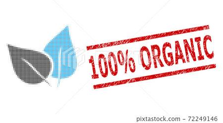 Scratched 100% Organic Seal Stamp and Halftone... - Stock Illustration ...