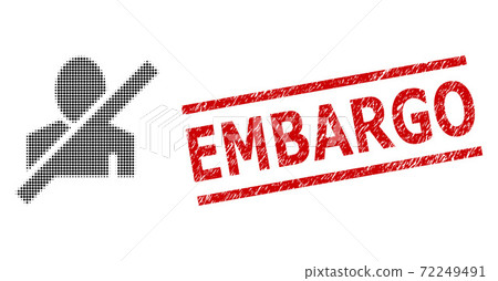 Scratched Embargo Seal Stamp and Halftone... - Stock Illustration ...