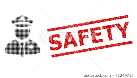 Scratched Safety Stamp and Halftone Dotted... - Stock Illustration ...
