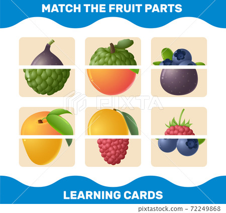 Match cartoon fruits parts. Matching game.... - Stock Illustration ...