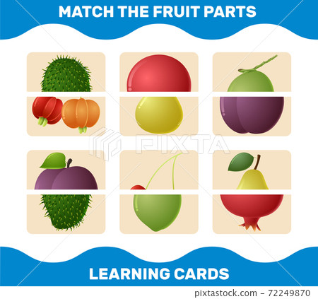 Match cartoon fruits parts. Matching game.... - Stock Illustration ...