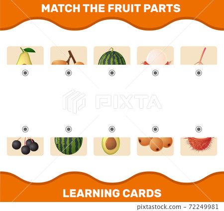 Match cartoon fruits parts. Matching game.... - Stock Illustration ...