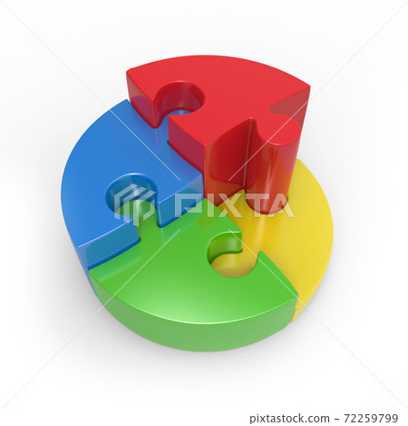 Four piece circular puzzle on white background - Stock Illustration ...