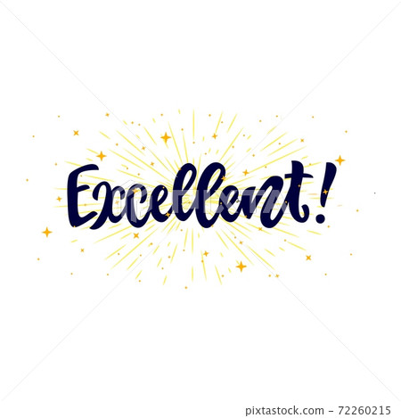 Excellent Word isolated with stars. Hand... - Stock Illustration ...