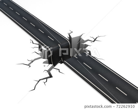 hole in the middle of the road 3d illustration - Stock Illustration ...