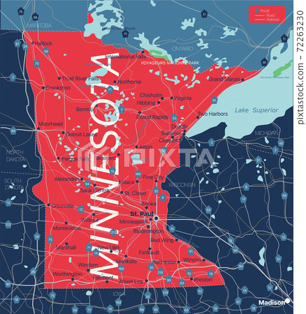 Minnesota state detailed editable map - Stock Illustration [72263230 ...