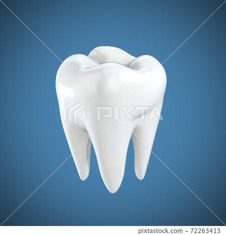 tooth on blue background 3d illustration - Stock Illustration [72263413 ...