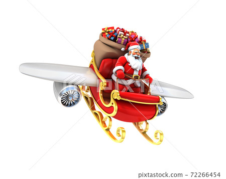 Santa Claus on sleigh with wings and jet engines - Stock Illustration ...