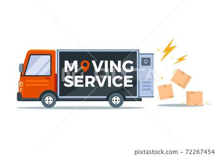 A transportation car and the falling packages.... - Stock Illustration ...