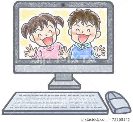 Children smiling on the computer screen - Stock Illustration [72268145 ...