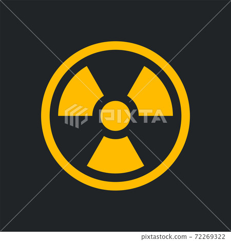 Yellow radiation symbol isolated on black... - Stock Illustration ...