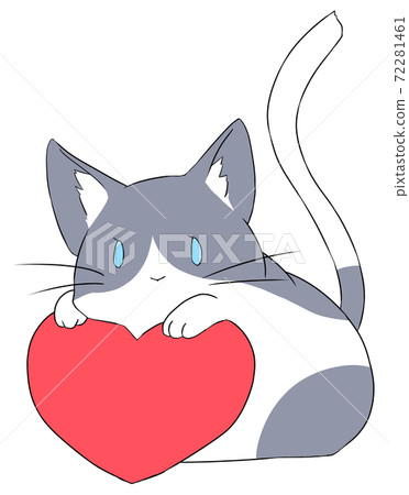 Hachiware cat with a heart - Stock Illustration [72281461] - PIXTA