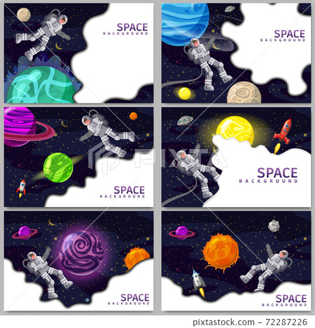Set Space card backgrounds with spaceman,... - Stock Illustration ...