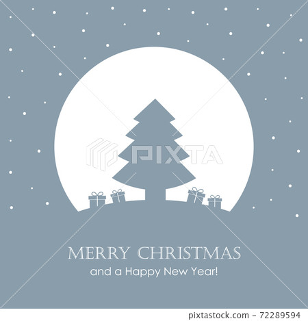 christmas card with tree and gifts at full moon... - Stock Illustration ...