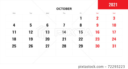 October month for 2021 year planning calendar.... - Stock Illustration ...