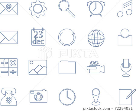 set of blue simple outline icons - Stock Illustration [72294051] - PIXTA