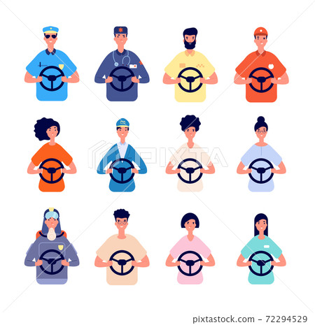 Driver characters. People driving avatars,... - Stock Illustration ...