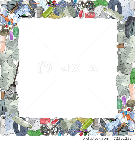 Template with different kinds of garbage and... - Stock Illustration ...