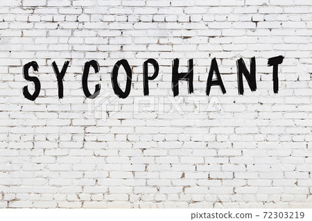 Word sycophant painted on white brick wall - Stock Illustration ...