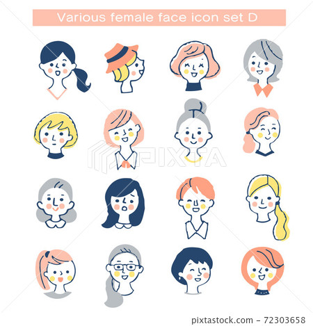 Various female face icon set - Stock Illustration [72303658] - PIXTA