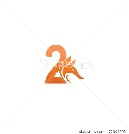 Fox head icon combination with number 2 logo... - Stock Illustration ...