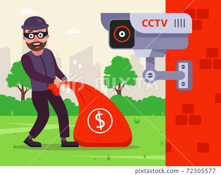 fixing a crime with a hidden camera. male... - Stock Illustration ...
