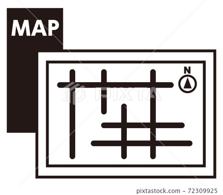 Simple map icon / black and white - Stock Illustration [72309925] - PIXTA