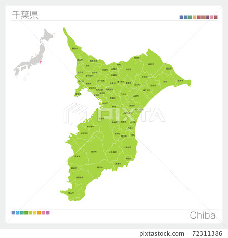 Map of Chiba Prefecture, Chiba, municipalities... - Stock Illustration ...