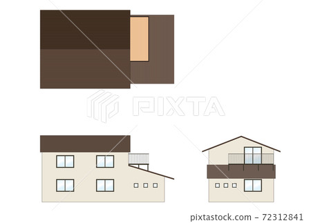 Illustration of three views of a house - Stock Illustration [72312841 ...