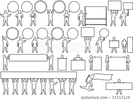 A collection of human frames with simple line art - Stock Illustration ...