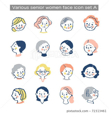 Face icons of various senior women - Stock Illustration [72313461] - PIXTA