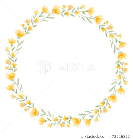 Watercolor style flower frame_yellow - Stock Illustration [72316832 ...