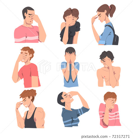 Embarrassed People Set, Regretful Persons... - Stock Illustration ...