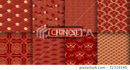 8 Different Chinese Vector Seamless Patterns. - Stock Illustration ...