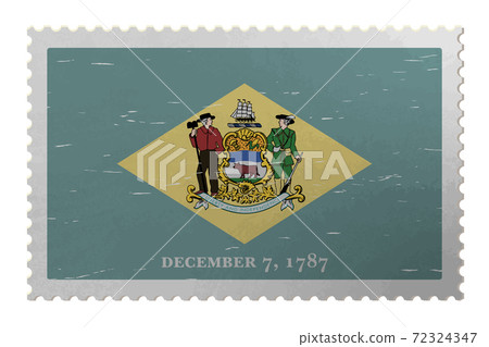 Delaware US flag on old postage stamp, vector-插圖素材 [72324347] - PIXTA圖庫