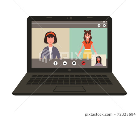 People are talking to each other on a computer... - Stock Illustration ...