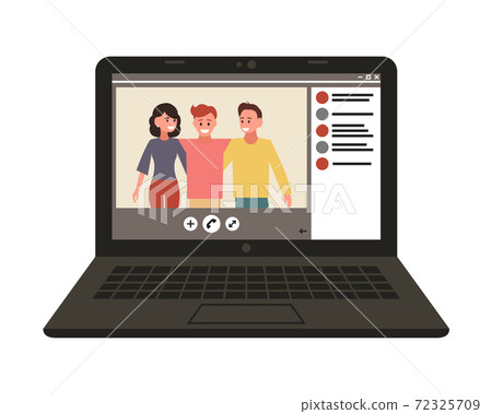 Online chat on a computer over the Internet.... - Stock Illustration ...