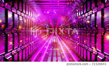 Color changing particles through sci fi tunnel... - Stock Illustration ...