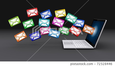 Sending and receiving emails with a laptop - Stock Illustration ...