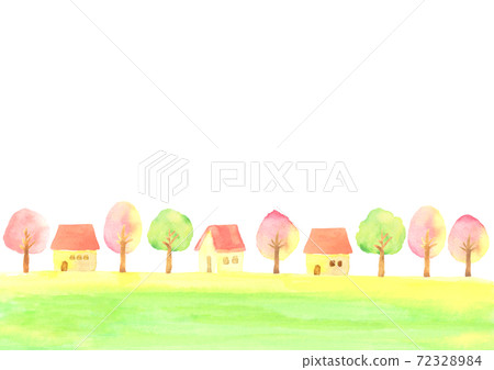 Illustration of spring cityscape drawn in... - Stock Illustration ...