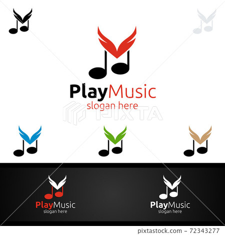 Music Logo with Note and Wing Concept - Stock Illustration [72343277 ...