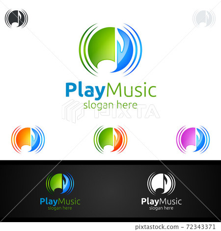 Abstract Music Logo with Note and Play Concept - Stock Illustration ...