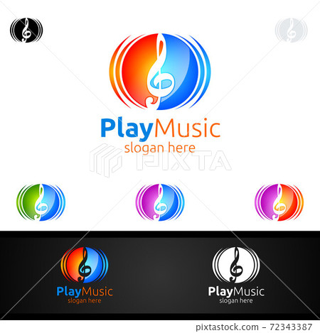 Abstract Music Logo with Note and Play Concept - Stock Illustration ...