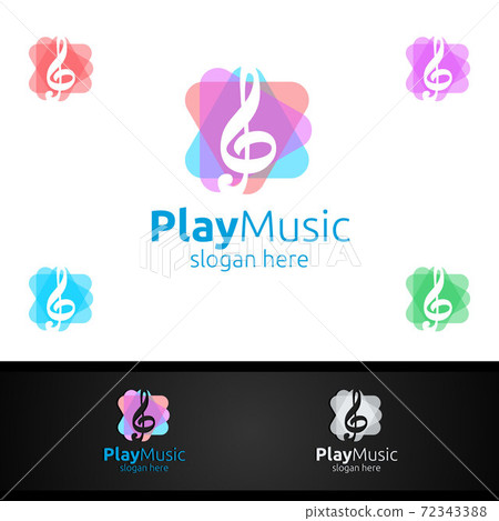 Abstract Music Logo with Note and Play Concept - Stock Illustration ...