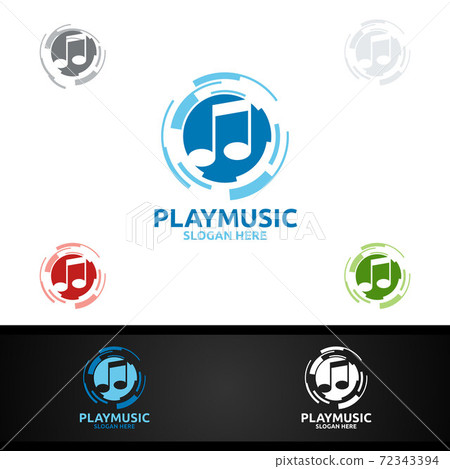 Abstract Music Logo with Note and Play Concept - Stock Illustration ...