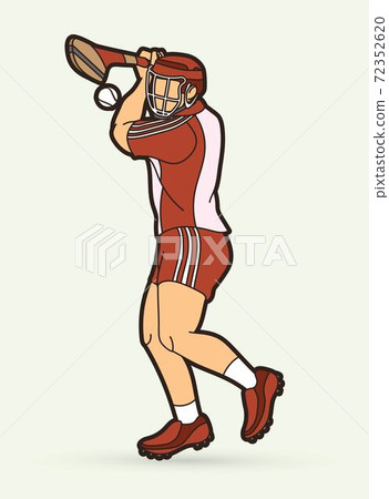 Hurling sport player action. Irish Hurley sport... - Stock Illustration ...