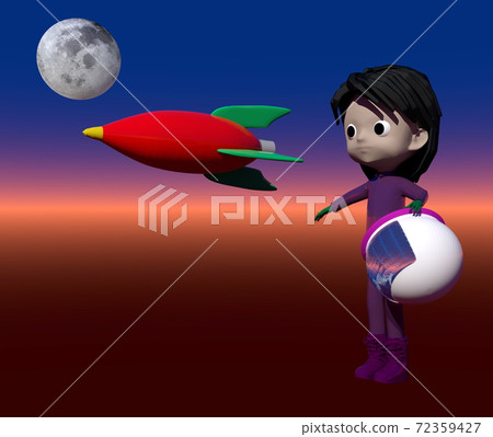 Child riding a rocket - Stock Illustration [72359427] - PIXTA