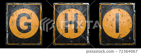 Set of public road sign orange and black color... - Stock Illustration ...