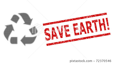 Scratched Save Earth! Stamp and Halftone Dotted... - Stock Illustration ...