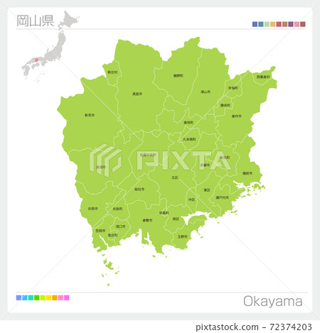 Map of Okayama Prefecture, Okayama,... - Stock Illustration [72374203 ...
